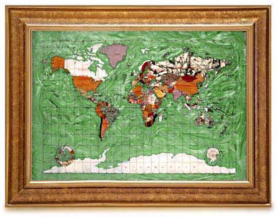 Gemstone World Map - Peridot Green Ocean (Free Shipping)